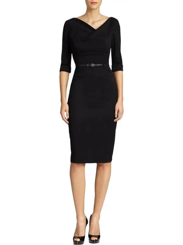 Black Halo Jackie O Three-quarter Sleeve Dress - Black