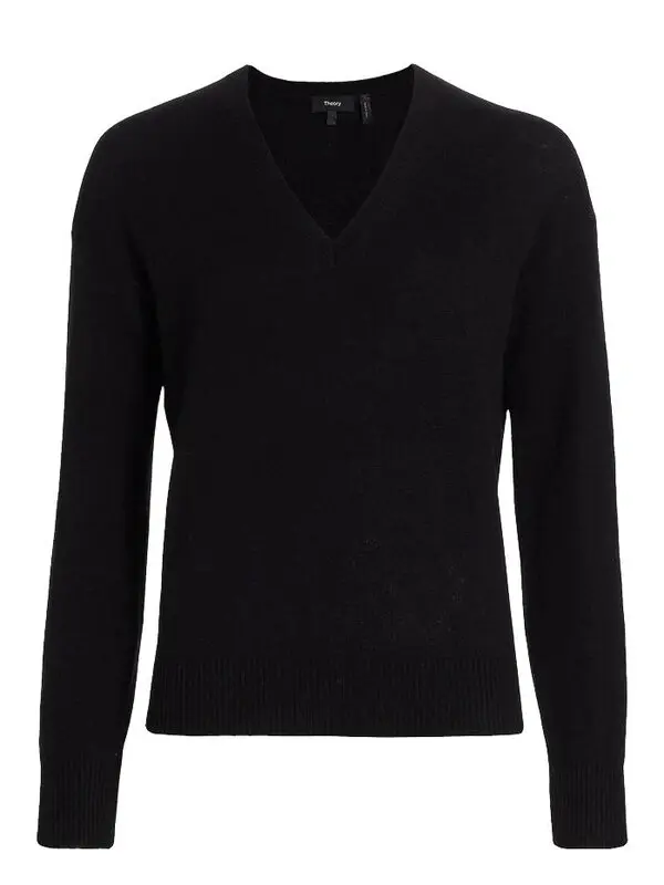 Theory Easy V-neck Cashmere Sweater - Black