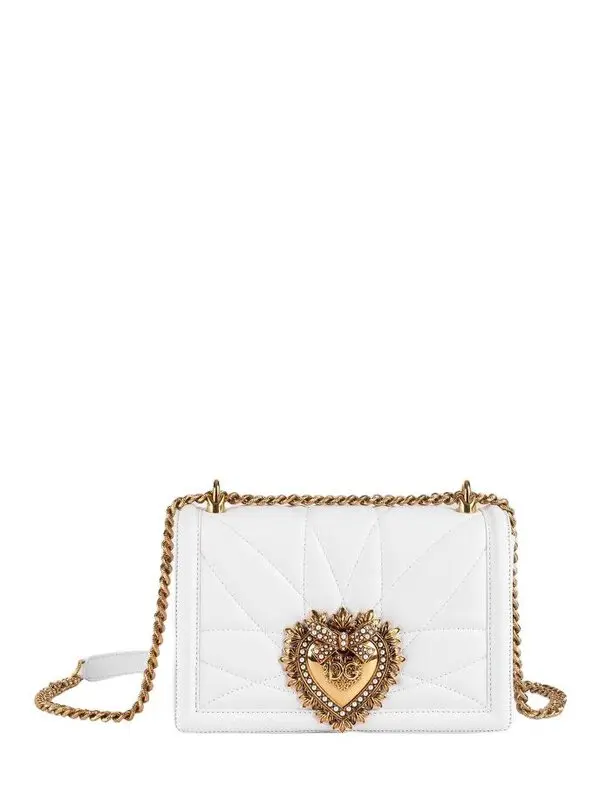 Dolce & Gabbana Devotion Quilted Leather Shoulder Bag - White