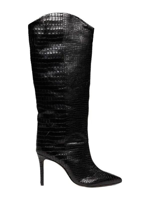 Schutz Maryana 90mm Croc-embossed Leather Stiletto Boots - Black