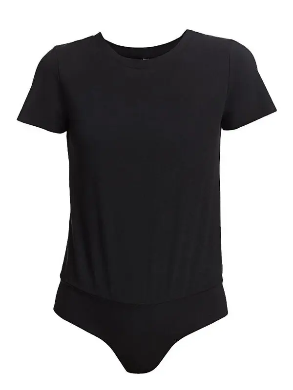 Commando Essential Cotton Crewneck Tee Bodysuit - Black
