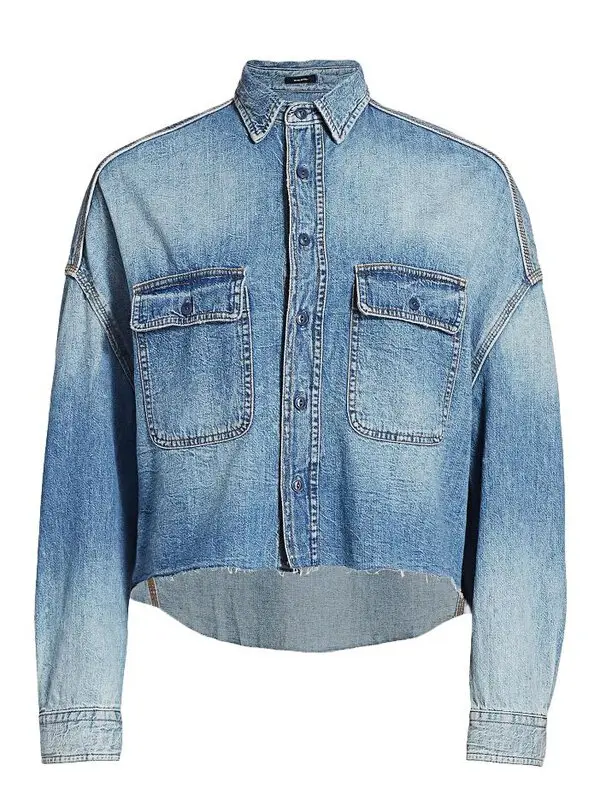 R13 Cropped Denim Shirt - Brindley