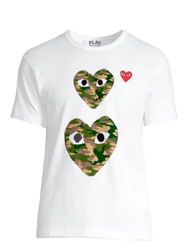 Play Comme Des Garcon Double Camo Logo T-shirt - White