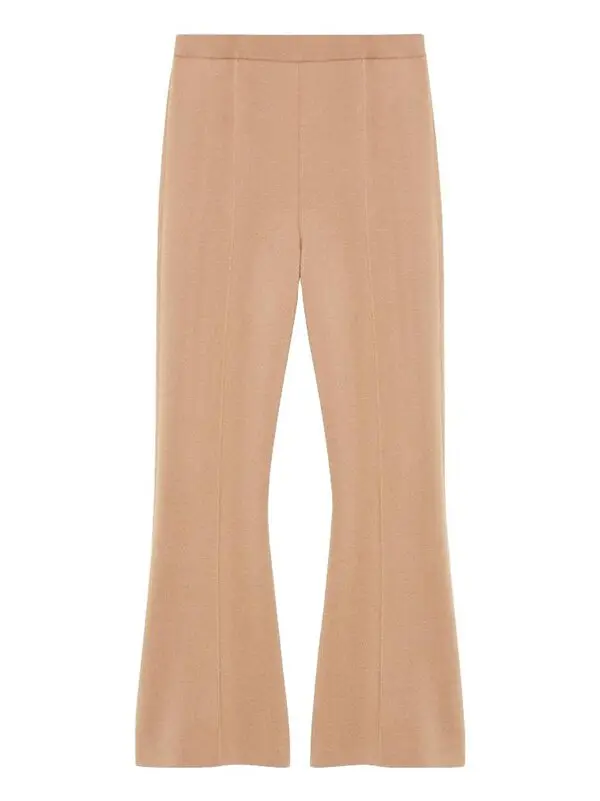 Theory Wool Knit Flared Leg Pants - Light Camel