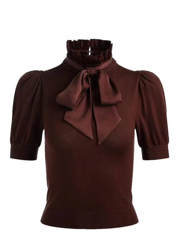 Alice + Olivia Chase Puff-sleevetop - Dark Chocolate