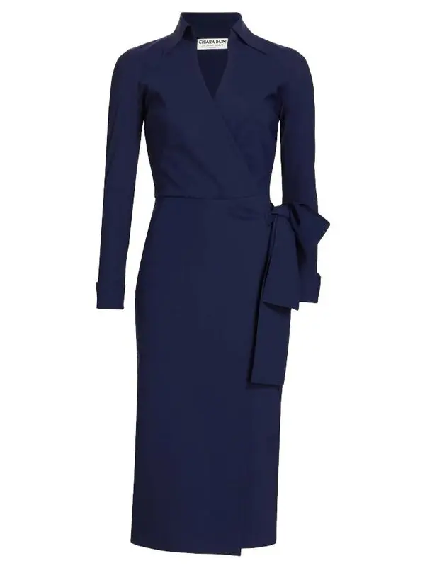 Chiara Boni La Petite Robe Kamala Matte Jersey Wrap Dress - Blue Notte