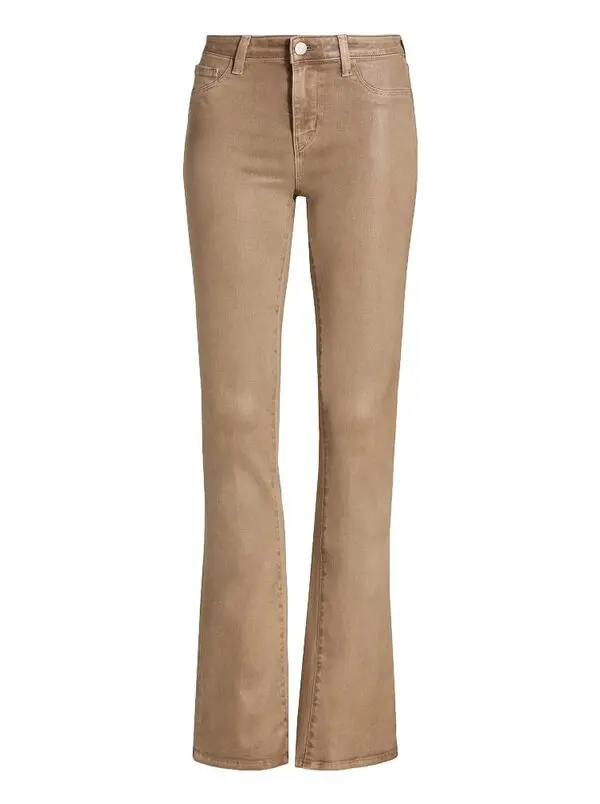 L'AGENCE Selma Coated Baby Bootcut Jeans - Medium Brown