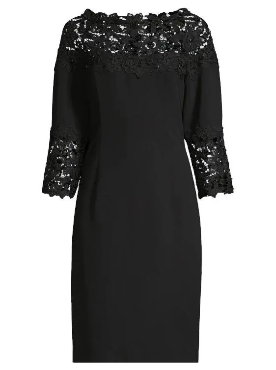 Shani Lace-trim Crepe Sheath Dress - Black