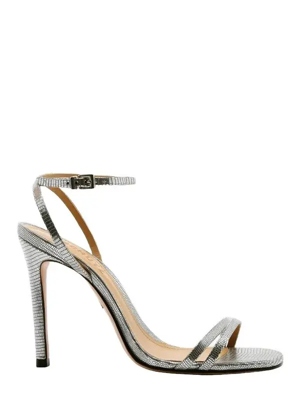 Schutz Altina Metallic Embossed Leather Sandals - Prata