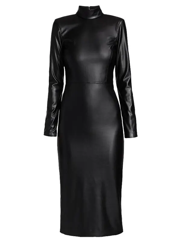 Alice + Olivia Delora Faux Leather Bodycon Midi Dress - Black