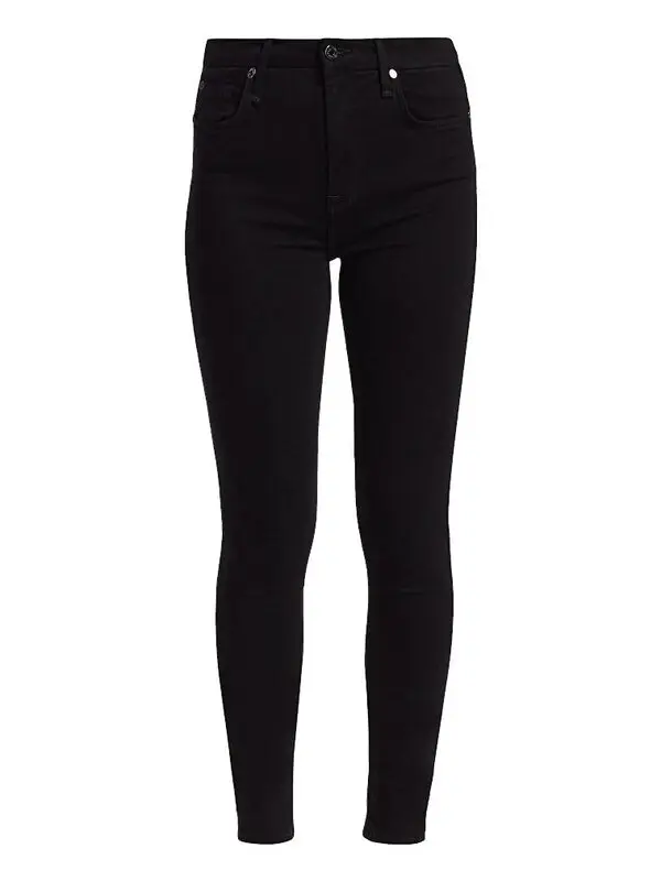 7 For All Mankind The High-rise Skinny Slim Illusion Jeans - Black Rinse
