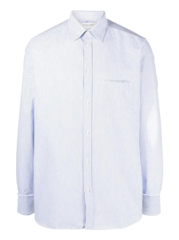 GOLDEN GOOSE G Logo-embroidery Striped Shirt - Blue