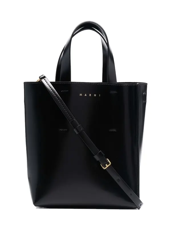 Marni Mini Museo Leather Tote - Black