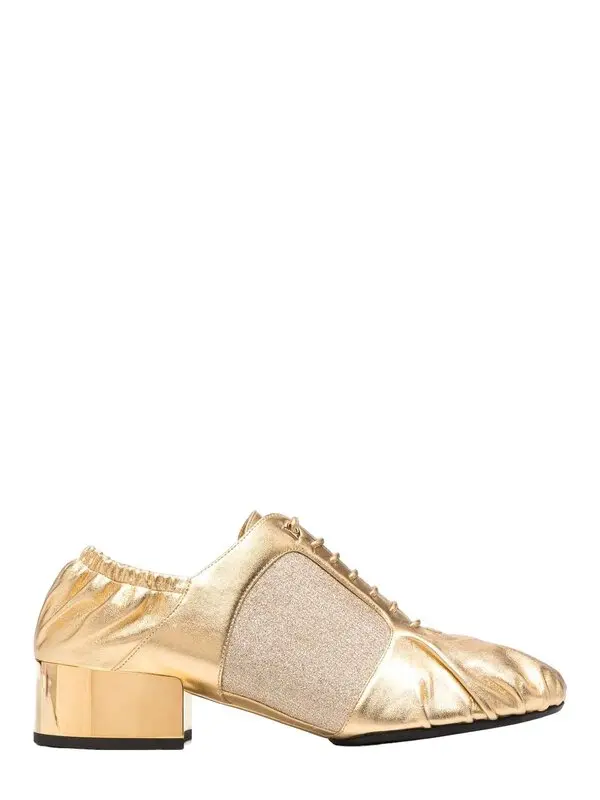 FERRAGAMO High-shine Leather Ballerina Shoes - Gold