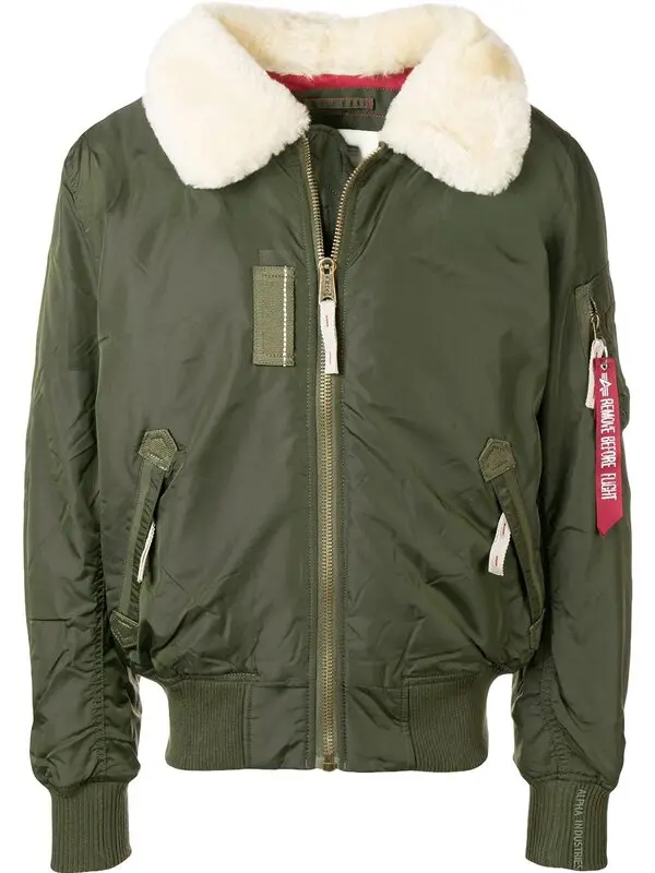 Alpha Industries Shearling Bomber Jacket - Green