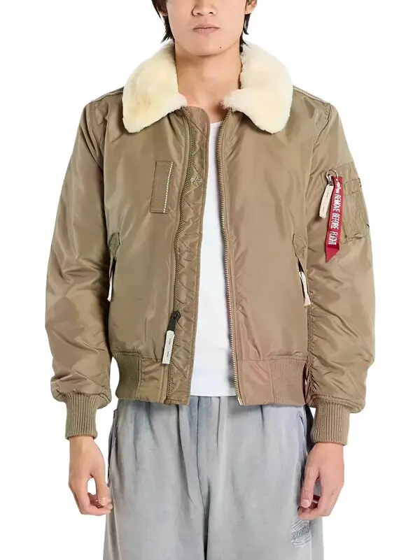 Alpha Industries Shearling Bomber Jacket - Green