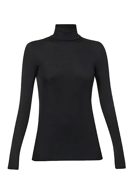 Hanro Woolen Turtleneck Wool-silk Blend Top - Black