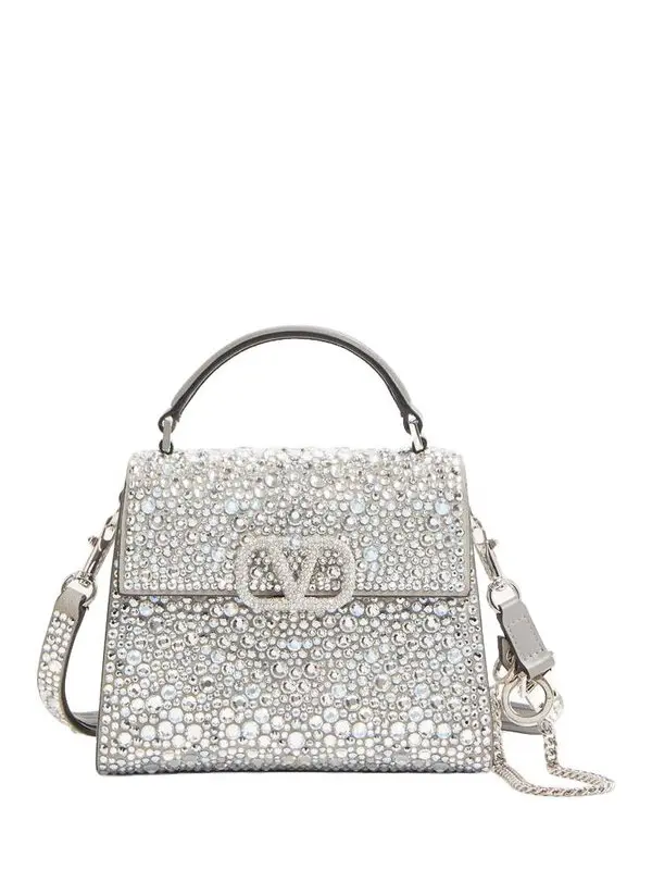 Valentino Garavani V Sling Mini Handbag With Sparkling Embroidery - Crystal