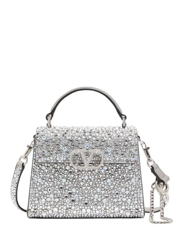 Valentino Garavani V Sling Mini Handbag With Sparkling Embroidery - Crystal
