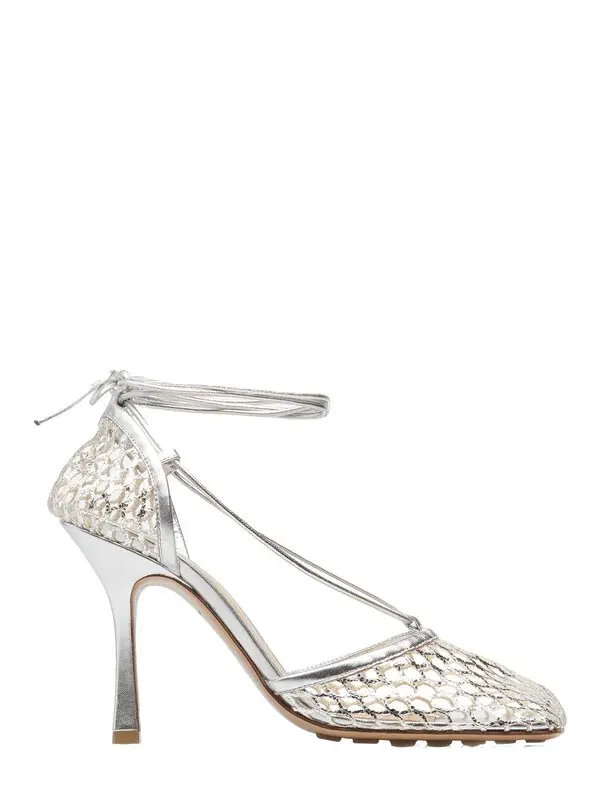 Bottega Veneta Stretch High Heel Sandals - Silver
