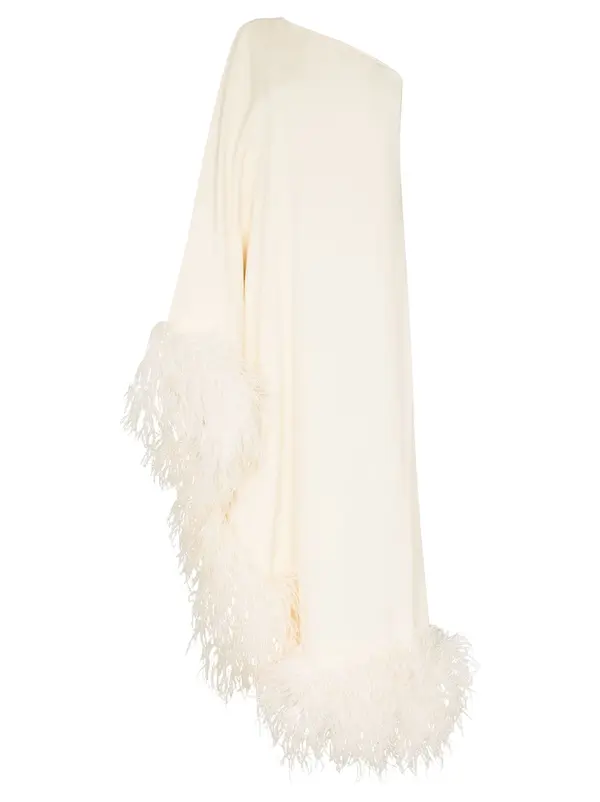 TALLER MARMO Ubud Feather-trim Gown - Neutrals