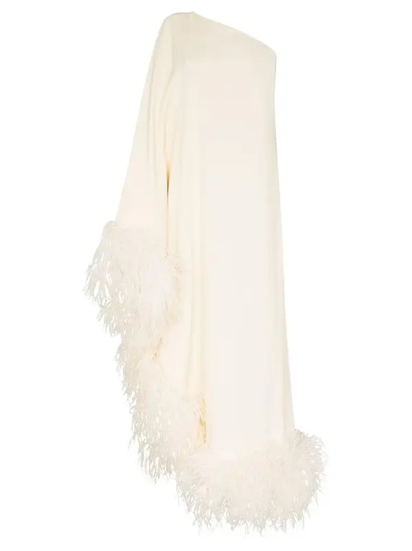 TALLER MARMO Ubud Feather-trim Gown - Neutrals