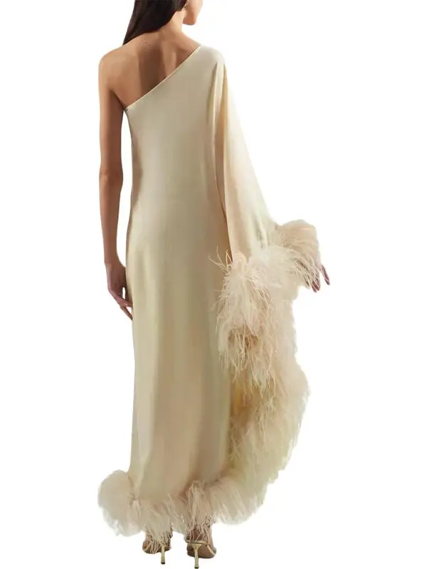 TALLER MARMO Ubud Feather-trim Gown - White