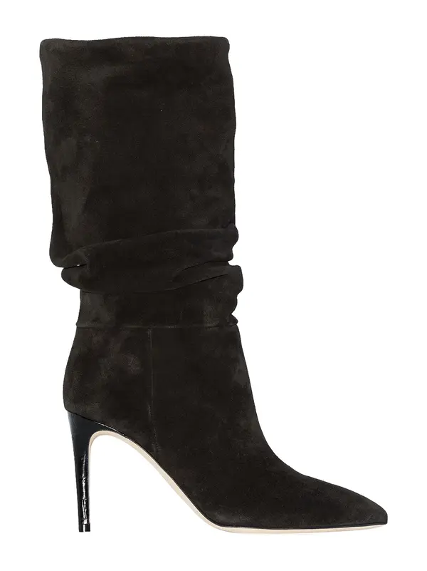 Paris Texas Slouchy Suede Ankle Boots - Black