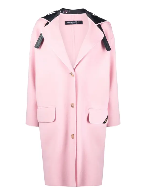 LANVIN Hooded Single-breasted Coat - Pink