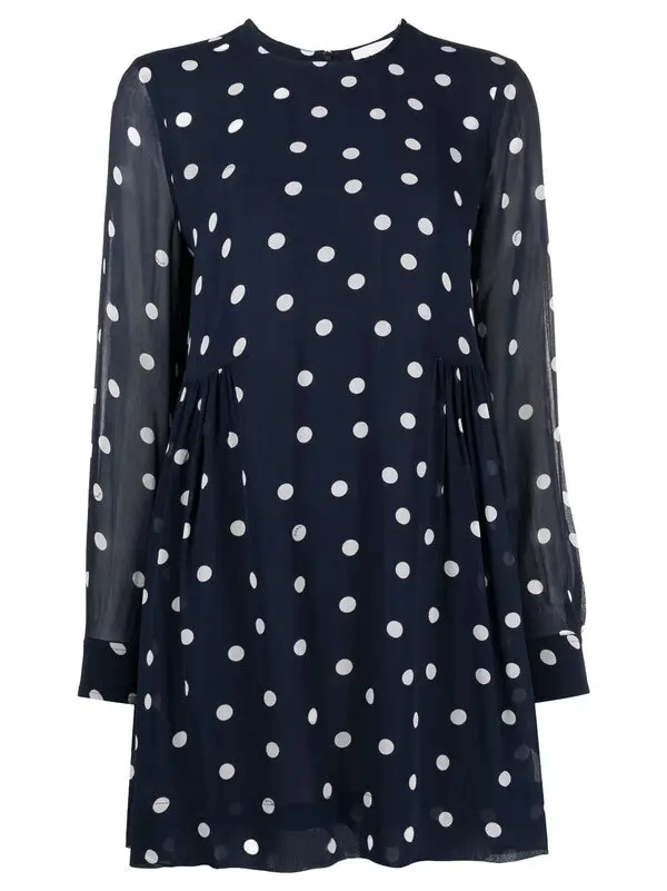 GANNI Polka-dot Mini Dress - Blue