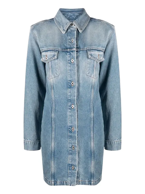 Off-White Long-sleeve Denim Shirtdress - Blue