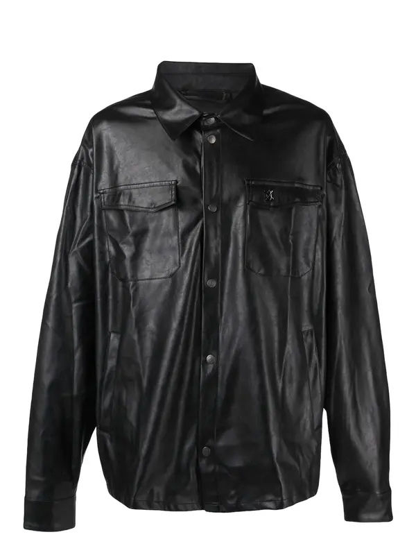 DAILY PAPER Long-sleeved Faux-leather Shirt - Black