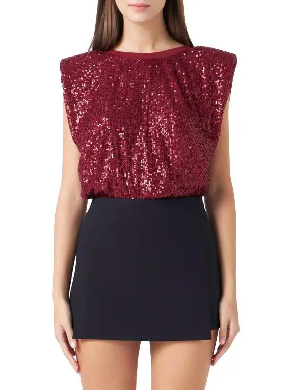 Endless Rose Sequin Top - Bordeaux