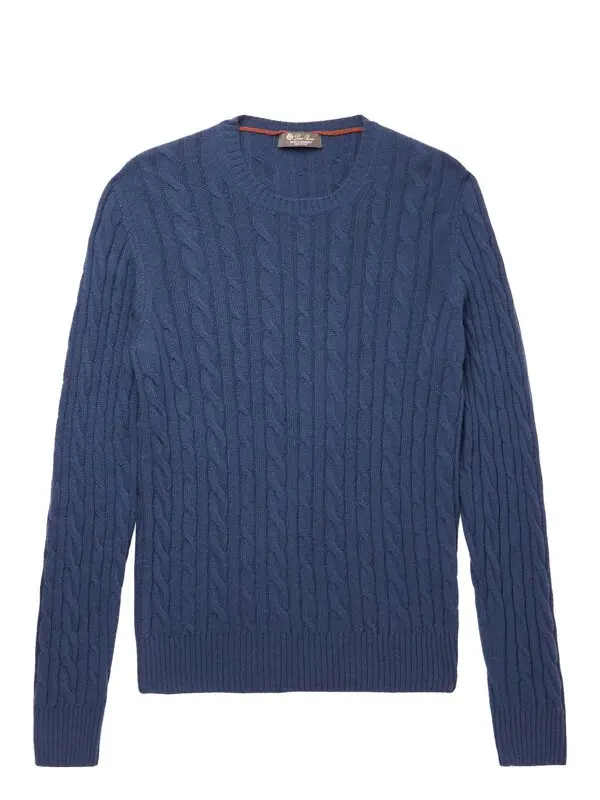 Loro Piana Cable-knit Baby Cashmere Sweater - Blue