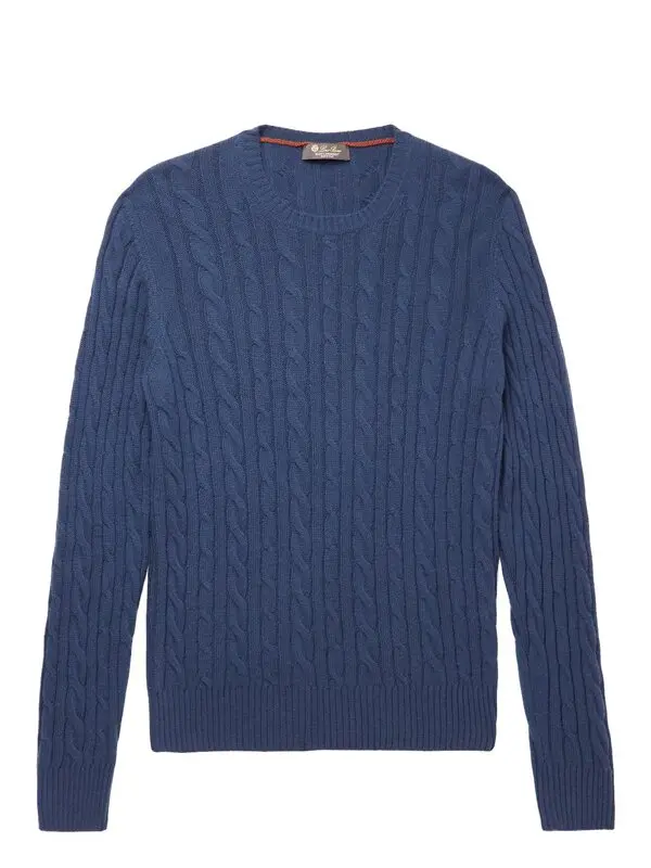 Loro Piana Cable-knit Baby Cashmere Sweater - Blue