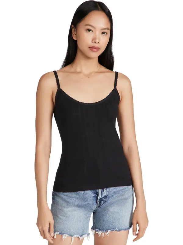 LESET Pointelle Classic Tank Top - Black