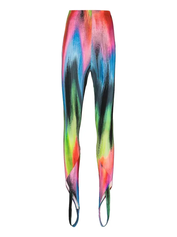 Attico Jamie Abstract-print Leggings - Blue