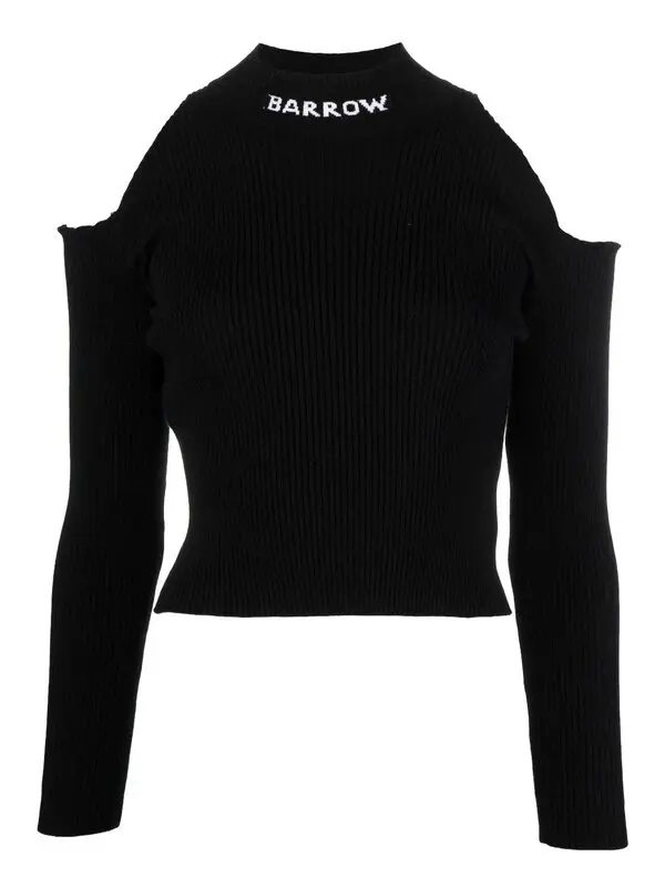 BARROW Cut-out Detail Logo-print Jumper - Black