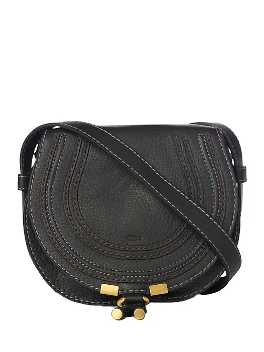 Chloé Marcie Small Leather Saddle Bag - Black
