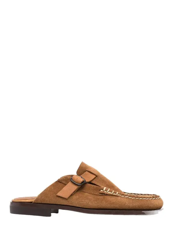 Hereu Round-toe Buckle-detail Mules - Brown