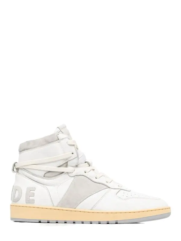 Rhude Panelled Hi-top Sneakers - White