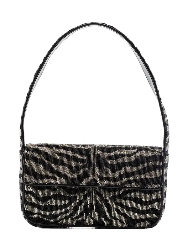 Staud Tommy Beaded Zebra Shoulder Bag - Black