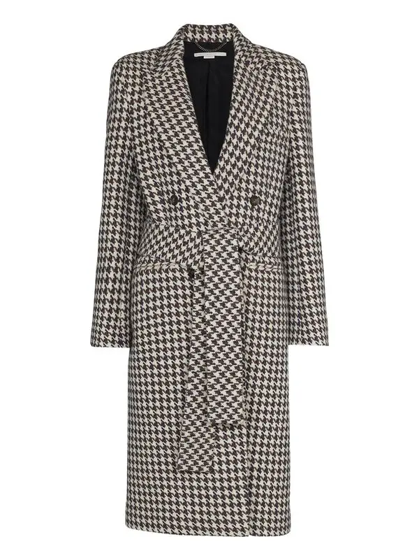 Stella McCartney Houndstooth Double-breasted Coat - Neutrals