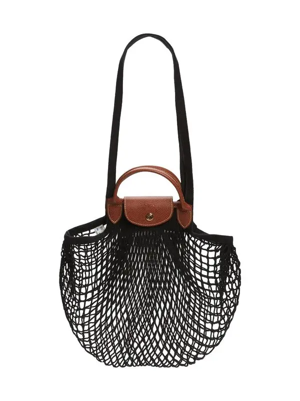 Longchamp Le Pliage Filet Knit Shoulder Bag - Black