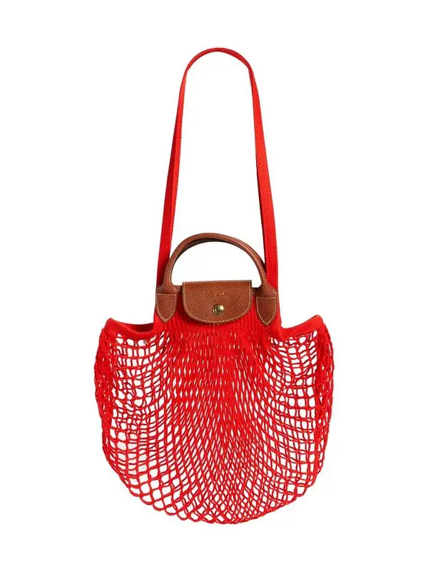 Longchamp Le Pliage Filet Knit Shoulder Bag - Red
