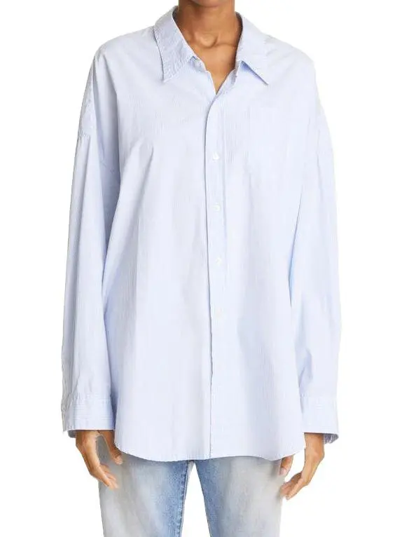 R13 Oversized Oxford Shirt - Blue/white