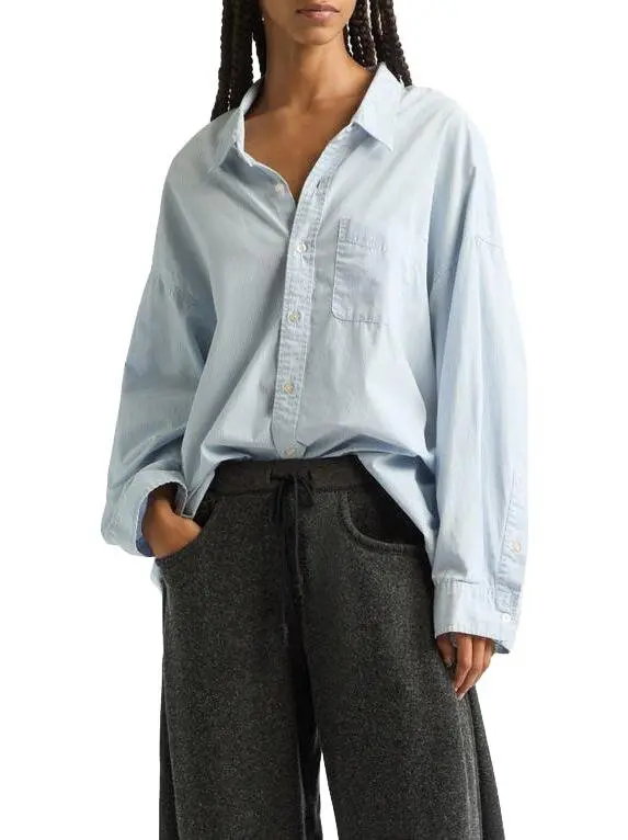 R13 Oversized Oxford Shirt - Blue/white