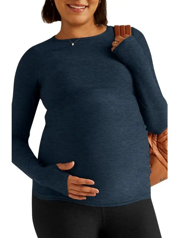 Beyond Yoga Classic Crewneck Maternity Pullover - Nocturnal Navy
