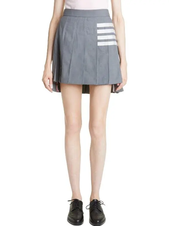 Thom Browne Drop Back Pleated Miniskirt - Medium Grey