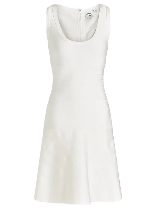 Herve Leger Fluted Bandage Mini Dress - Off-white